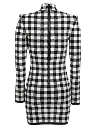 Balmain Vichy Check Knit Dress - Black