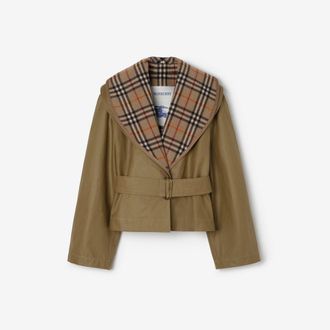 Burberry Cropped-Baumwolljacke mit herausnehmbarem Futter in Check, Size: 02
