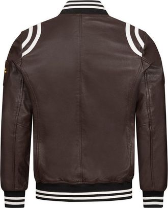 Mouflon Lederjacke Luca Uni-Farbe Braun,Authentischer College-/Varsity-Look