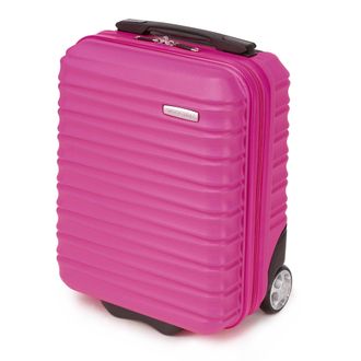 Wittchen Reisekoffer Kleinkoffer Kabinengepäck Handgepäck Rollkoffer Hartschale aus ABS2 Standard-Rollen Reißverschluss Groove Line Kleinkoffer XXS rosa Luftha