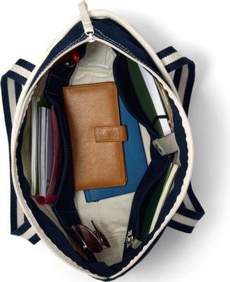 Lands End Mittelgroße Canvastasche mit Reißverschluss, Damen, Größe:null regular, Weiß, Baumwolle, by Lands End