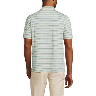 Lands End Kurzarm-Polo mit Slub-Struktur und offenem Kragen, Herren, Gr&ouml;&szlig;e:44-46 regular, Gr&uuml;n, Baumwolle, by Lands End