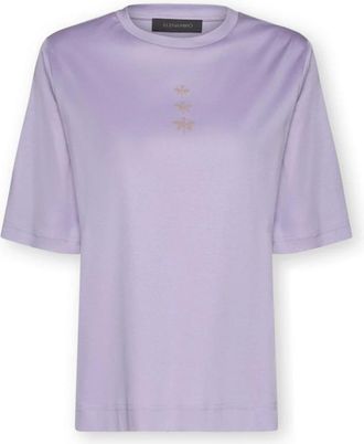 Elena Miro Femme, Tops, Violet, Taille: 46 FR T-shirt en coton avec appliqu&eacute; libellule
