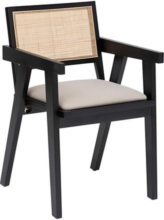 PEGANE Fauteuil de salle à manger en bois hévéa coloris noir - Longueur 50,5 x Profondeur 52,5 x Hauteur 81 cm
