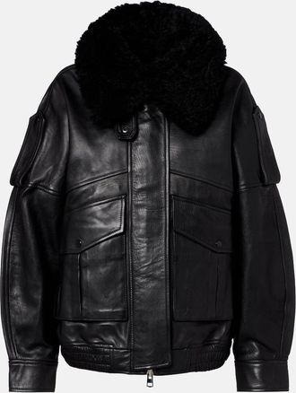 A Gold E Oversize-Lederjacke Avril mit Shearling