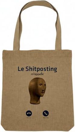 Fabulous Sac Shopping Tote Bag Aspect Lin - Le Shitposting MAppelle Meme Internet - Sac de Courses Toile Epaisse 360g Beige Naturel Cabas Port&eacute; Epaule Solide I