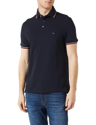 Tommy Hilfiger Herren Poloshirt Kurzarm 1985 Rwb Tipped Slim Polo Slim Fit, Blau (Desert Sky), S