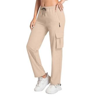 Generic Pantalon de randonn&eacute;e pour femme - Pantalon cargo imperm&eacute;able et &eacute;lastique - Pantalon de jogging cargo - Taille haute - Pantalon de trekking - S&eacute;chage
