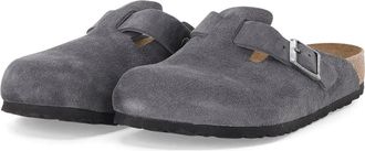 Birkenstock Low-Top Sneaker - Sandalen Boston aus Veloursleder - Gr. 41 (EU) - in Grau - f&uuml;r Damen