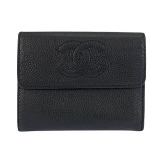 Chanel Pre-owned Schwarzes Leder Kompakt Portemonnaie - - Pre-owned - Damen - Schwarzk - ONE SIZE