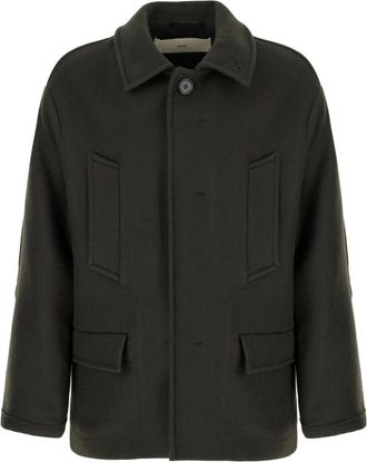 Ami Homme, Vestes, Gris, Taille: L Caban à Col Montant Oversize