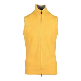 KANGRA Homme, Pulls, Jaune, Taille: L Gilet &agrave; col montant zipp&eacute;