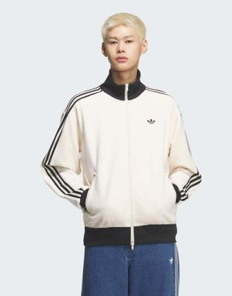 adidas Originals Haut de surv&ecirc;tement classique en velours - Blanc &eacute;tincelant