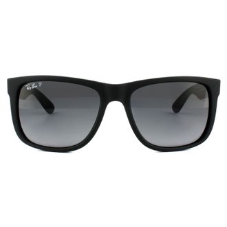 Ray-Ban Sonnenbrille Justin 4165 622/T3 Schwarzer Gummi Grau Gradient Polarisiert