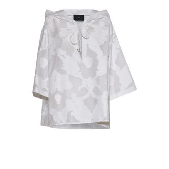 John Richmond Jacquard Bluse mit Kapuze und verstellbaren Kordelz&uuml;gen - - Blouses & Shirts - Damen - Wei&szlig; - XS