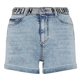 Philipp Plein Denim-Shorts mit Strasssteinen - - Shorts - Damen - Blau - W30