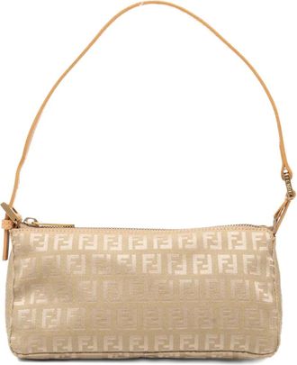 Fendi sac porté épaule Pochette en toile à motif Zucchino (2000-2010) - Marron