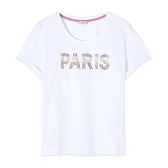 Oltre T-Shirt mit Buchstaben-Applikation - - Tops - Damen - Wei&szlig; - L