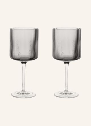 Ferm Living Ferm Living 2er-Set Weingl&auml;ser Ripple grau