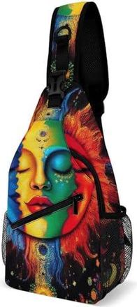Generic Antivol Sacoche Tactique Mandala Triple Soleil Hippie Trippy Boho Art Sac De Poitrine Léger,Durable Sac à Dos Militaire pour Camping Cyclisme Homme