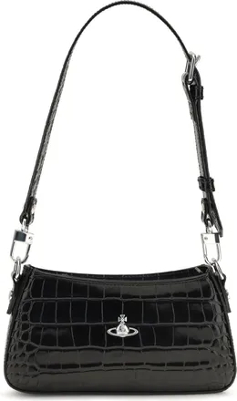 Vivienne Westwood Tasha Calfskin Leather Shoulder Bag - Black