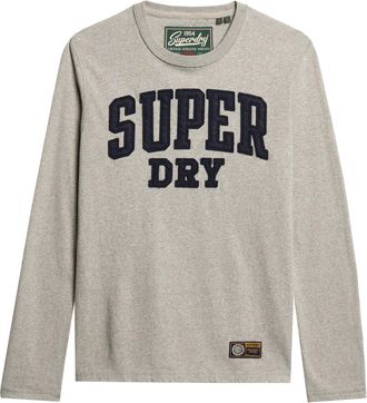 Superdry Herren Vintage Athletic Langarmshirt Hellgrau Meliert S