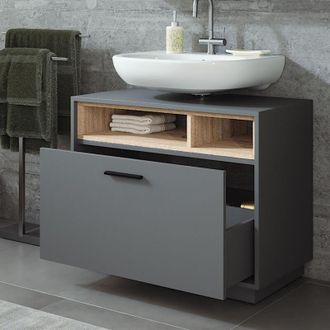 Vicco Waschbeckenunterschrank Beatrice, Anthrazit/Sonoma, 80 x 84.5 cm mit Schublade Vicco