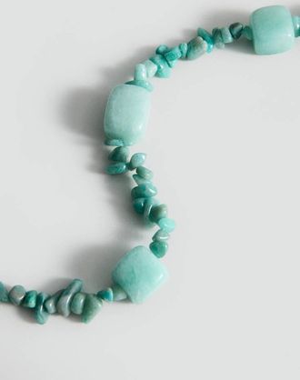 Mango Collier perles pierre turquoise - Femme - Taille unique - MANGO