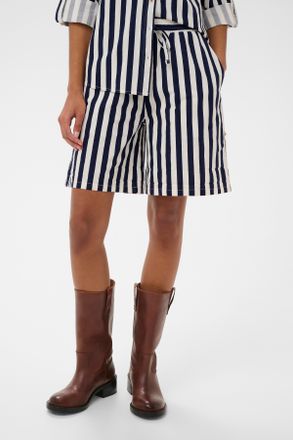 Saint Tropez Shorts SAINT TROPEZ ZalindaSZ Shorts, Damen, Gr. M, N-Gr, eclipse ice stripe, Web, Obermaterial: 100% Baumwolle, gestreift, kniefrei, Hosen Shorts