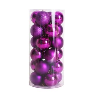TOPBATHY 24 St&uuml;ck Dekorative Christbaumkugeln Aus Glas in Violett, Gl&auml;nzend, Mattiert, Glitzernd Und &Uuml;berzogen F&uuml;r Weihnachtsbaumdekor