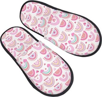Generic Pantoufles En Coton Coeur DAmour Rainbow Doux Slippers Épais Pantoufles Pour La Maison Unisex Chambre L