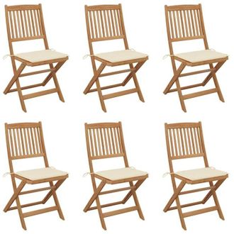 vidaXL Klappbare Gartenst&uuml;hle 6 Stk. mit Kissen Massivholz Akazie vidaXL