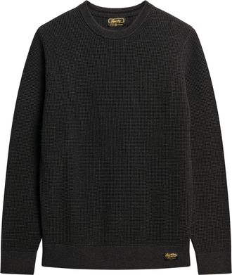 Superdry Textured Crew Knit Jumper T-Shirt f&uuml;r Herren, Raven Black Heather, X-Large