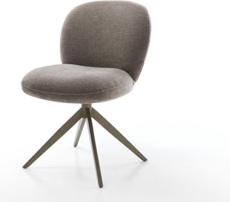 DELIFE Drehstuhl Nube-Flex Strukturstoff Soft Taupe Kreuzgestell breit Effektfinish Titan 360&deg; drehbar Wippfunktion Taschenfederkern, Esszimmerst&uuml;hle
