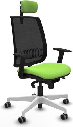 Piqueras y Crespo Alares Stuhl mit 1D-Armlehnen, h&ouml;henverstellbarer Lendenwirbelst&uuml;tze und h&ouml;henverstellbarem Kopfteil, Schwarz / Pistazie