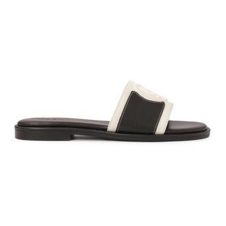Kazar Flache Flip-Flops aus Leder und Stoff - - Shoes - Damen - Schwarzk - 38 EU