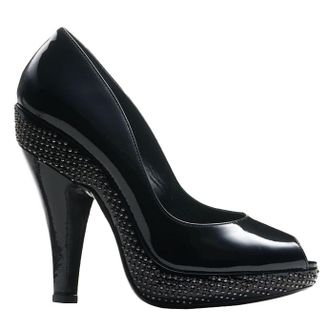 Burberry Patent Leather Mini Stud Platform Pump Size 36.5