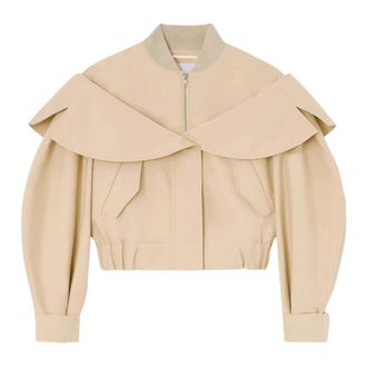 Ganni Bomberjacke mit breitem Kragen - - Jackets - Damen - Beige - S