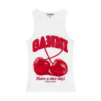 Ganni Femme, Tops, Blanc, Taille: 38 FR D&eacute;bardeur &agrave; Cerises