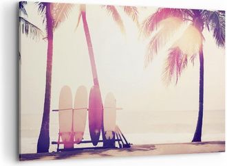 Arttor Bilder auf Leinwand 100x70cm Leinwandbild Fackel Strand Surfen Groß Wanddeko Bild Schlafzimmer Küche Deko Wandbilder Dekoration Wohnzimmer Wall Decor 