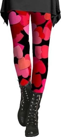 Generic Legging pour femme - Jambe droite - Legging de yoga avec poches - Coeur - Doux - Grande taille - Legging en forme de coeur - Legging &eacute;vas&eacute; pour le Nou