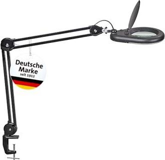 Maul Lupenlampe LED MAULviso | Lupenleuchte mit Klemmfuß für präzise Arbeiten in Laboren, Werkstätten | Lupe mit Licht | Lampe mit 6.500 K | Lupe mit 1,75x