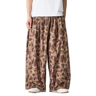 Generic Pantalon cargo pour homme et fille - Jambes larges - Cordon de serrage - Camouflage, jaune, 3XL