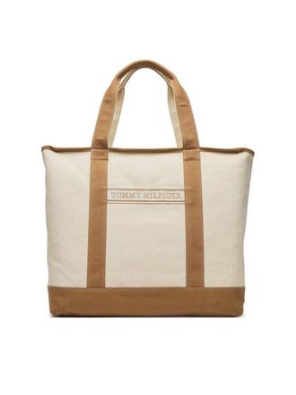 Tommy Hilfiger Handtasche Th Summer Canvas Tote AW0AW17421 Beige