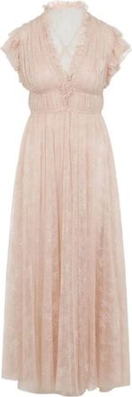 Alberta Ferretti Femme, Robes, Rose, Taille: 42 FR Pleated Lace Evening Dress