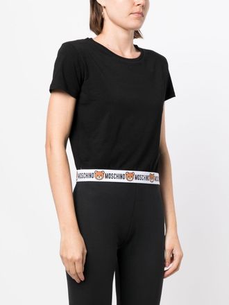 Moschino T-Shirt mit Logo-Unterband - Schwarz