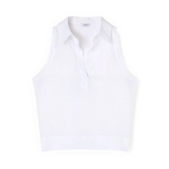 Motivi Top aus Ramie mit V-Ausschnitt - - Tops - Damen - Wei&szlig; - XL