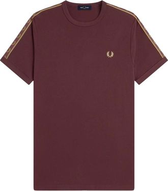 Fred Perry Homme, Tops, Rouge, Taille: M Contrast Tape Ringer T-Shirt