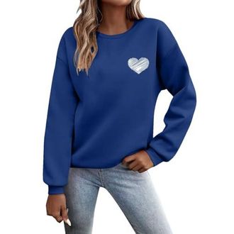 Generic Sweat &agrave; capuche &agrave; col rond imprim&eacute; tendance pour la Saint-Valentin 2026, bleu, S