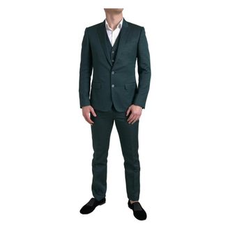 Dolce & Gabbana Smaragdgr&uuml;ner Slim Fit 3-Teiliger Anzug - - Suits - Herren - Gr&uuml;n - XS